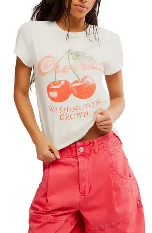 Free People Nova Organic Cotton Blend Graphic T-shirt - Cherry Combo