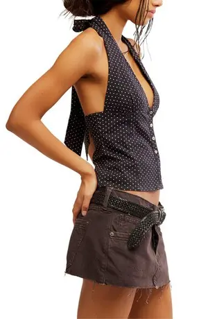 Free People Ramona Halter Crop Top In Polka Dot