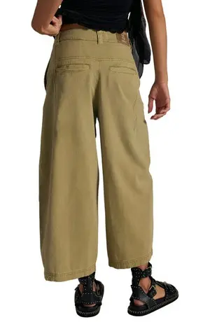 Free People Lay Down Ankle Wide Leg Chinos - Aloe