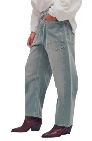 Free People We The Free Minimalist Moxie Barrel Jeans - Aloe