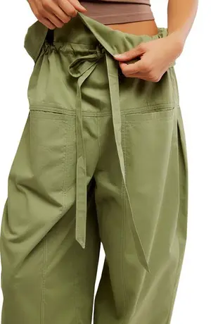 Free People Fisherman" High Rise Wide Leg Cotton Pants - Mistletoe