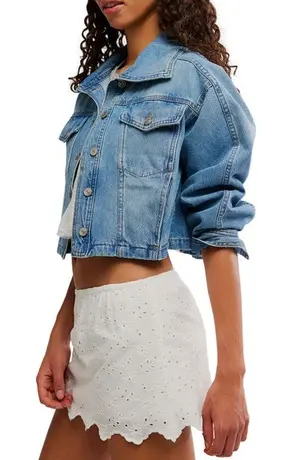 Free People Floral Eyelet Embroidered Miniskort - Ivory