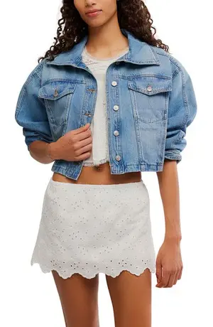Free People Floral Eyelet Embroidered Miniskort - Ivory