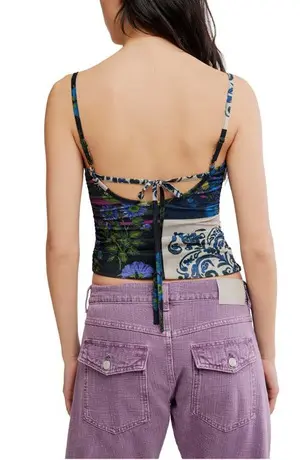 Free People Estella Asymmetrical Hem Tank Top - Midnight Combo