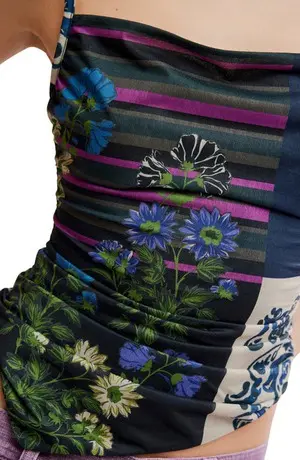 Free People Estella Asymmetrical Hem Tank Top - Midnight Combo