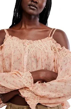 Free People Marlow Cold Shoulder Button-up Top