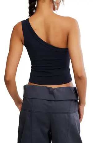 Free People One-shoulder Cropped Tank - Black