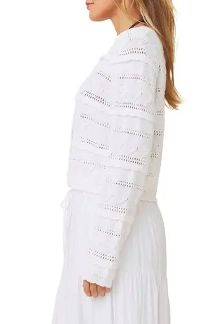 Splendid Giovanna Open Stitch Cardigan - White
