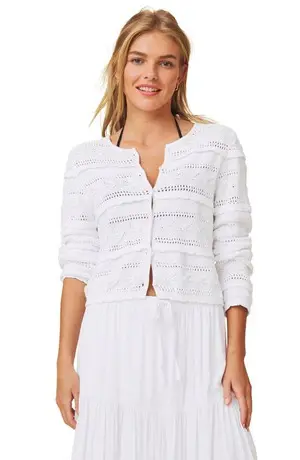 Splendid Giovanna Open Stitch Cardigan - White