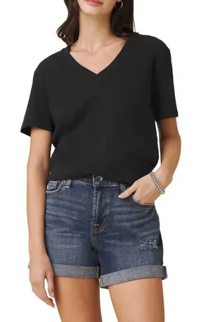 Splendid Louisa Boyfriend Fit V-neck Cotton T-shirt - Black