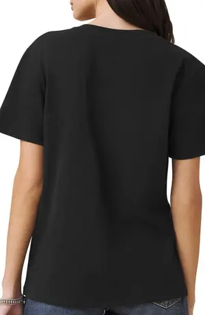 Splendid Louisa Boyfriend Fit V-neck Cotton T-shirt - Black