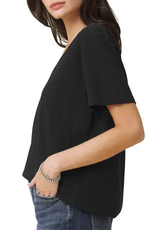 Splendid Louisa Boyfriend Fit V-neck Cotton T-shirt - Black