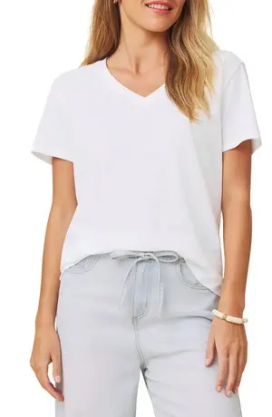 Splendid Louisa Boyfriend Fit V-neck Cotton T-shirt - White