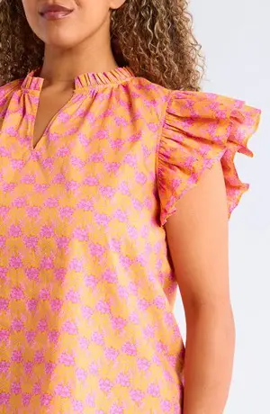 SUGARLIPS Risette Floral Tiered Ruffle Sleeve Top