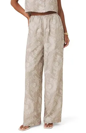 Splendid Ezra Wide Leg Pants - Grey/light Fawn Paisley