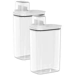 OU Durable Clear Laundry Detergent Dispenser Organizer With Measuring Cap 2 Pack 77 Oz - Clear/white