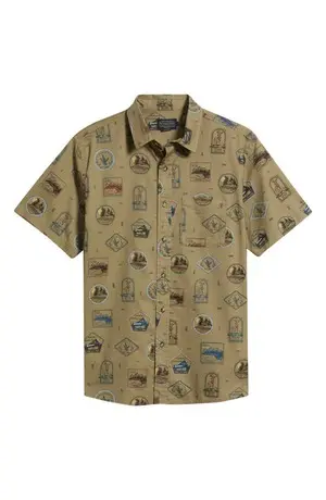 Pendleton Shoreline Short Sleeve Cotton Button-up Shirt - Icon Patch Olive