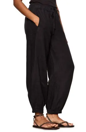 Sanctuary Melody Drawstring Linen Balloon Pants - Black