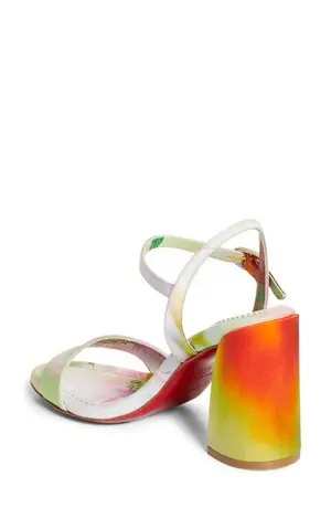 CHRISTIAN LOUBOUTIN Floral Print Block Heel Sandal
