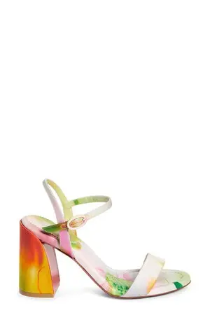 CHRISTIAN LOUBOUTIN Floral Print Block Heel Sandal