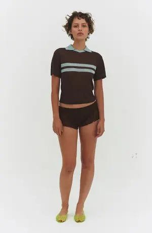 FIND ME NOW Contrast Stripe Polo Sweater