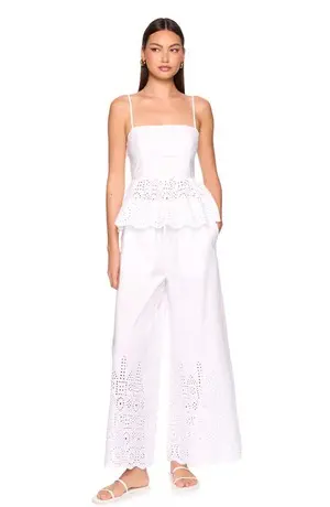 Susana Monaco Embroidered Cotton Eyelet Wide Leg Pants