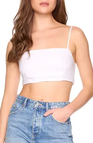 Susana Monaco Tie Back Linen Crop Camisole - Sugar