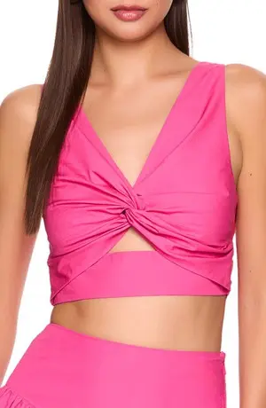 Susana Monaco Twist Front Back Tie Cotton Poplin Top - Boom
