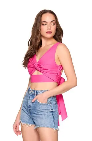 Susana Monaco Twist Front Back Tie Cotton Poplin Top - Boom