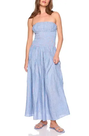 Susana Monaco Smocked Waist Strapless Maxi Dress - Sailor