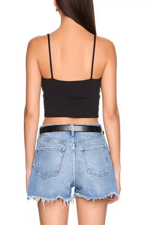 Susana Monaco Ruched Neckline Cropped Cami - Black
