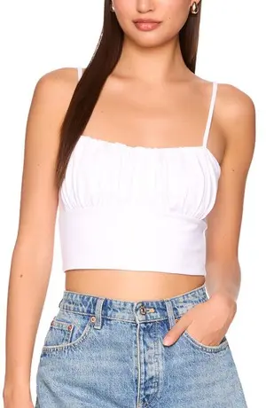 Susana Monaco Ruched Neckline Cropped Cami - Sugar