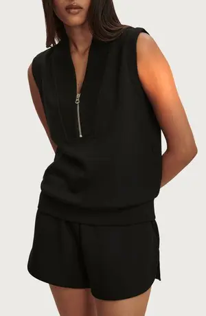 Varley Sleeveless Half Zip Top - Black