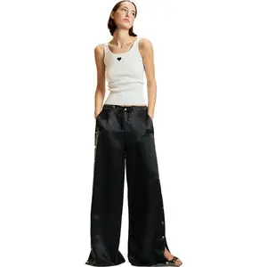 Cynthia Rowley Wide Leg Snap Pants - Black