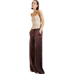 Cynthia Rowley Wide Leg Snap Pants - Brown