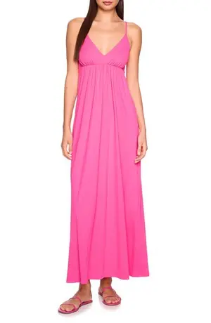 Susana Monaco V-neck Maxi Dress With Shirred Underbust - Boom