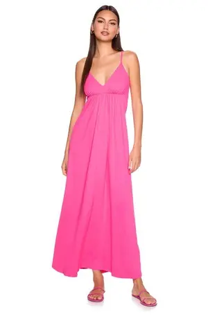 Susana Monaco V-neck Maxi Dress With Shirred Underbust