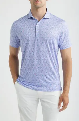 Johnnie-o Island Cocktail Performance Jersey Polo - Viola