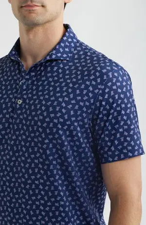Johnnie-o Usa Flag Print Performance Jersey Polo