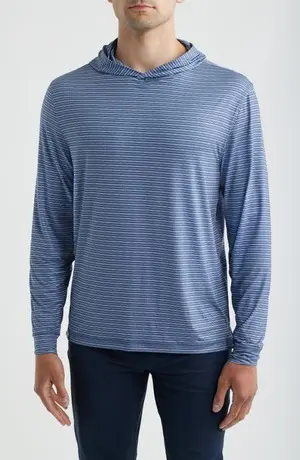 Johnnie-o Talon Stripe Upf 50+ Hoodie - Navy