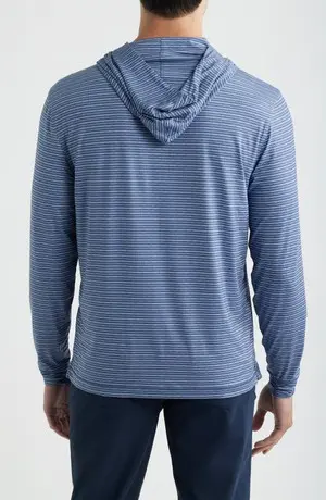Johnnie-o Talon Stripe Upf 50+ Hoodie - Navy
