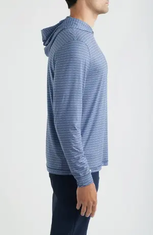 Johnnie-o Talon Stripe Upf 50+ Hoodie - Navy