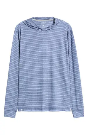 Johnnie-o Talon Stripe Upf 50+ Hoodie - Navy