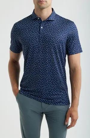 Johnnie-o Pop Tails Cocktail Print Performance Jersey Polo - Navy