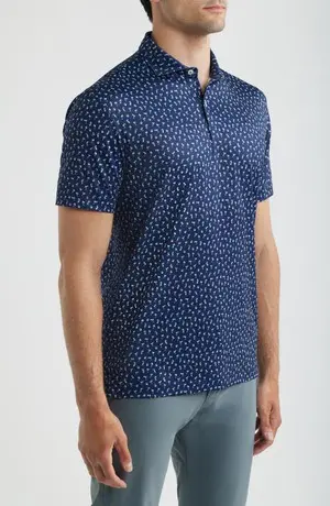 Johnnie-o Pop Tails Cocktail Print Performance Jersey Polo