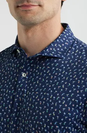 Johnnie-o Pop Tails Cocktail Print Performance Jersey Polo