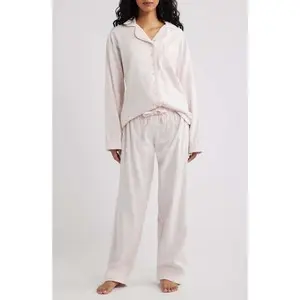 House Of Cb Classic Brushed Cotton Flannel Pajamas - Pink