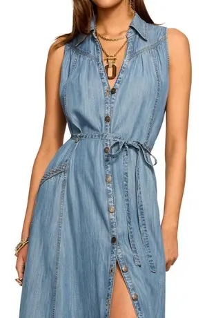 Ramy Brook Sleeveless Chambray Shirtdress
