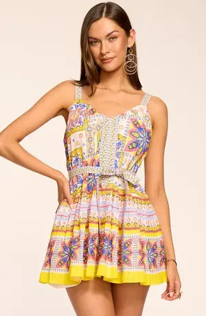 Ramy Brook Mixed Print Cotton Mini Dress