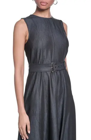 Karl Lagerfeld Sleeveless Belted Midi Dress